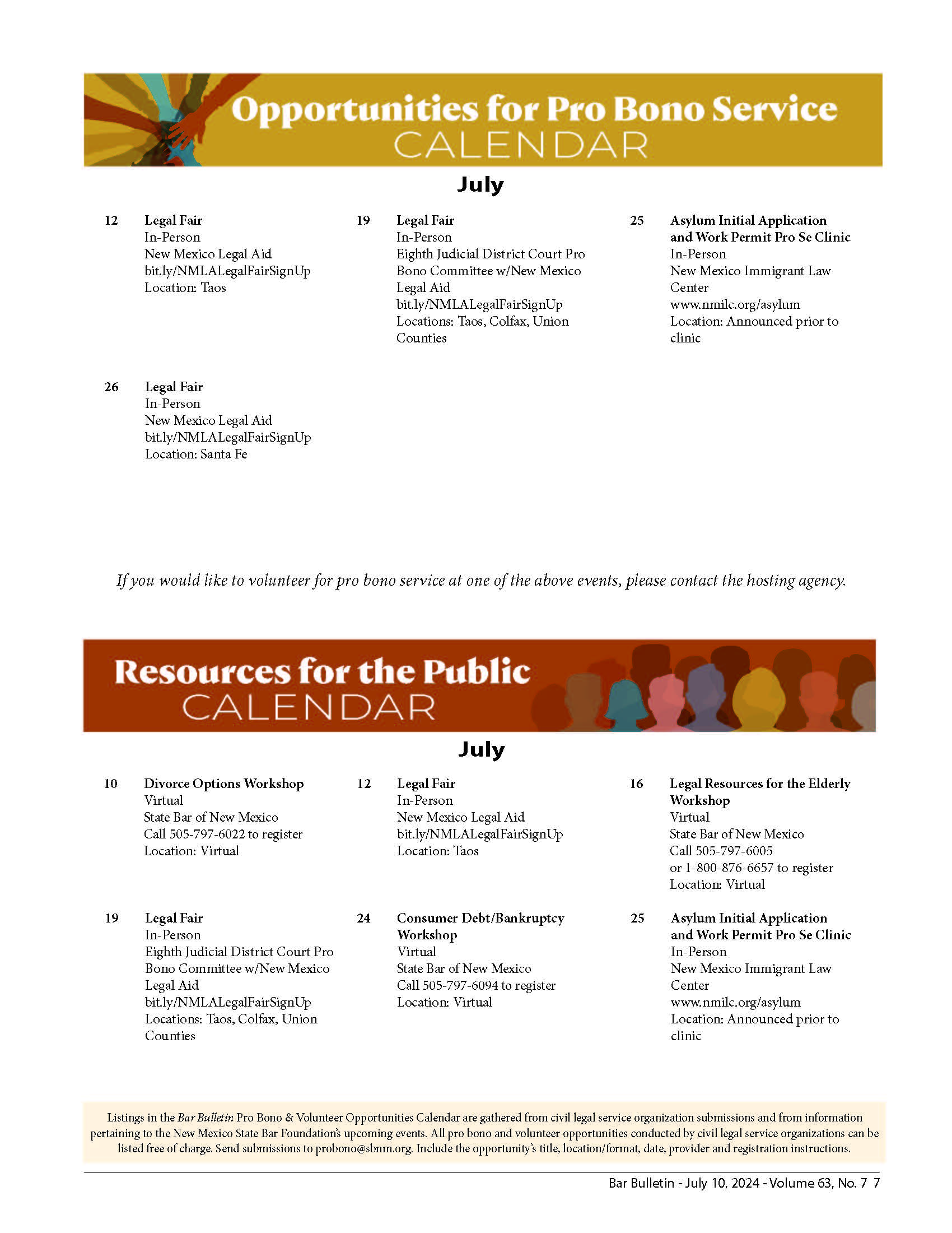 More Pro Bono Opportunities